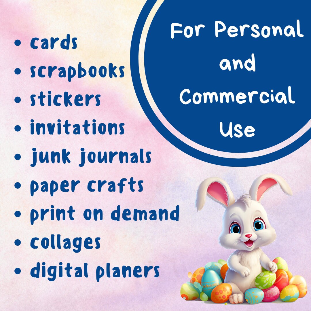 Cute Easter Bunny Stickers, Bunny PNG Sticker Downloads, Printable ...
