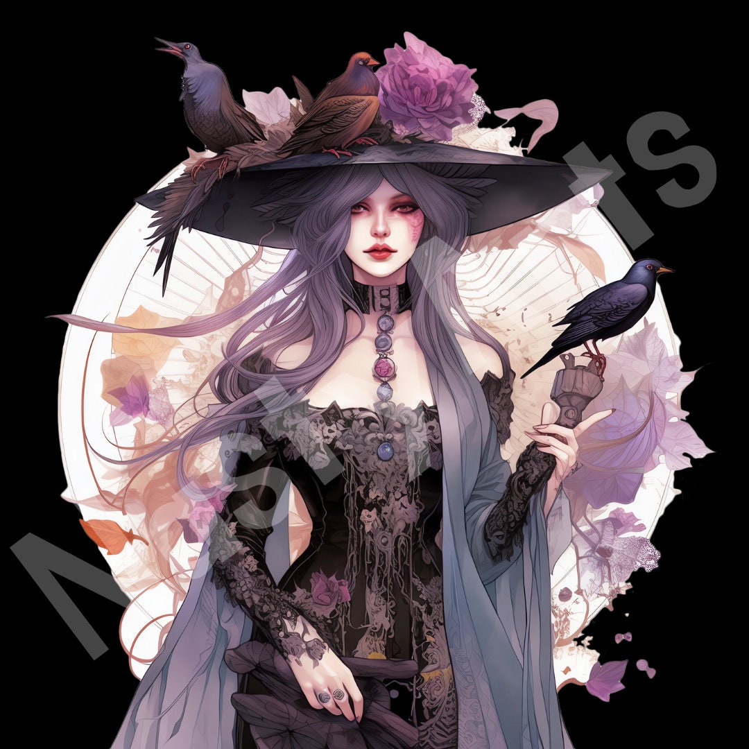 Watercolor Witch Clipart PNG Magic Clip Art Witchcraft Clip - Etsy