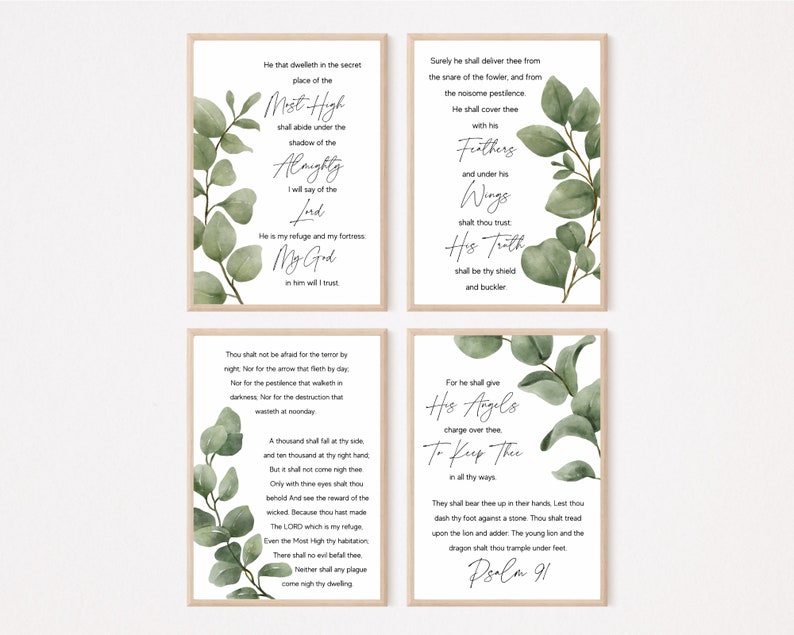 Bible Verse Wall Art, Scripture Printable, Psalm 91 Print Wall Decor ...