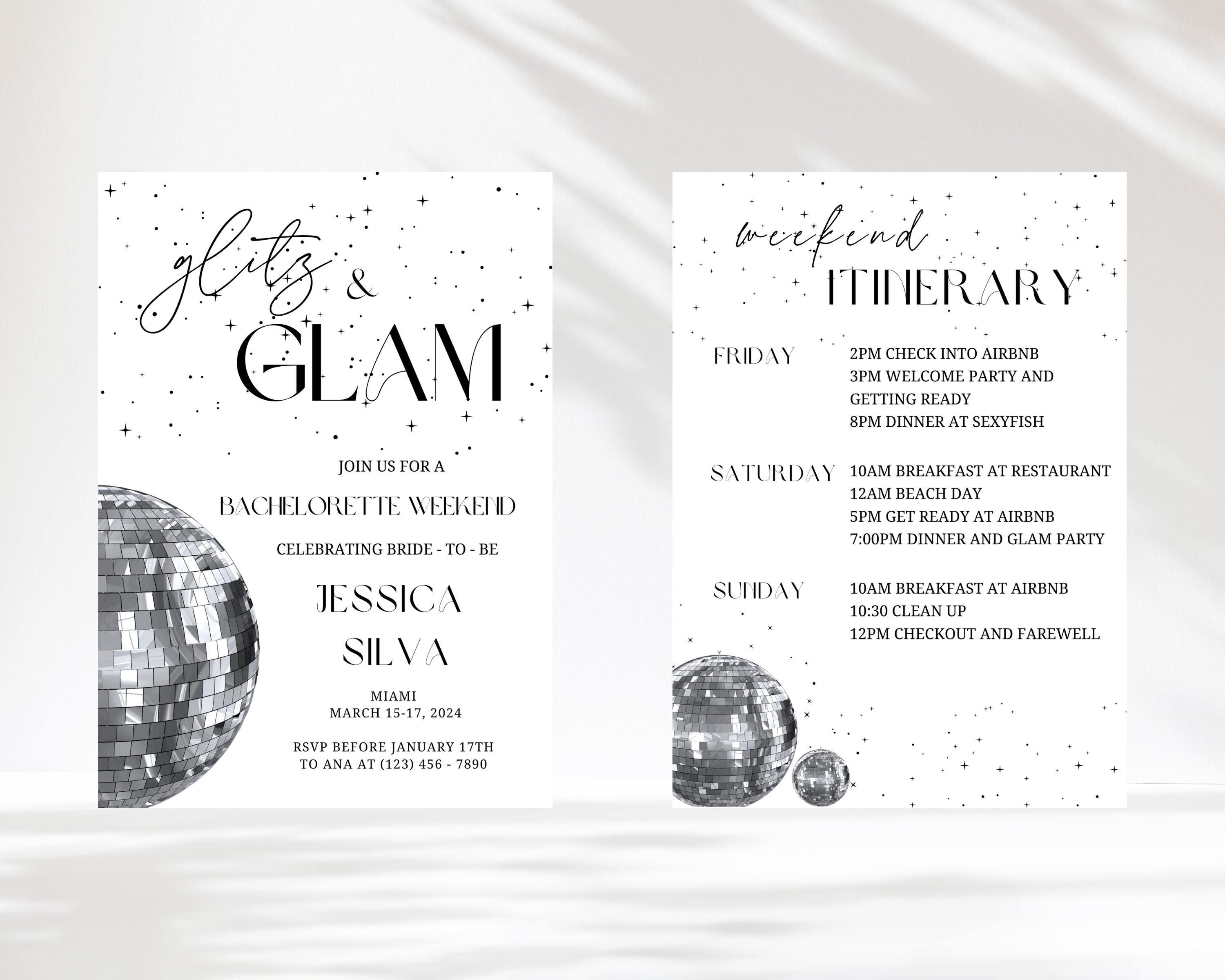 Glitz and Glam Bachelorette Invitation Template | Digital Bachelorette ...