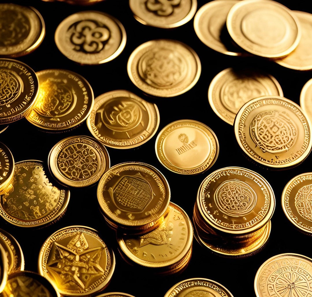 Goldcoin, Digital Art, Aesthetic - Etsy