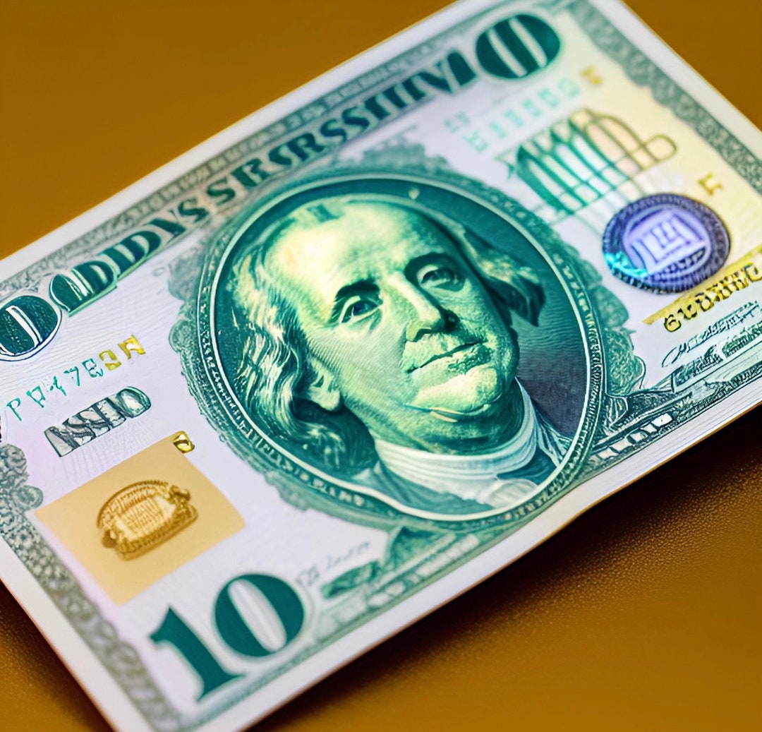 10 Dollar Bill Wall Art Perfect for a Wallpaper or a Frame, Golden ...