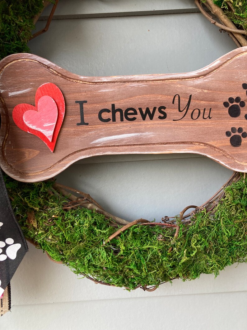 Valentines Paw Print Wreath for Front Door, Dog Paw Print Wreath, Pet ...