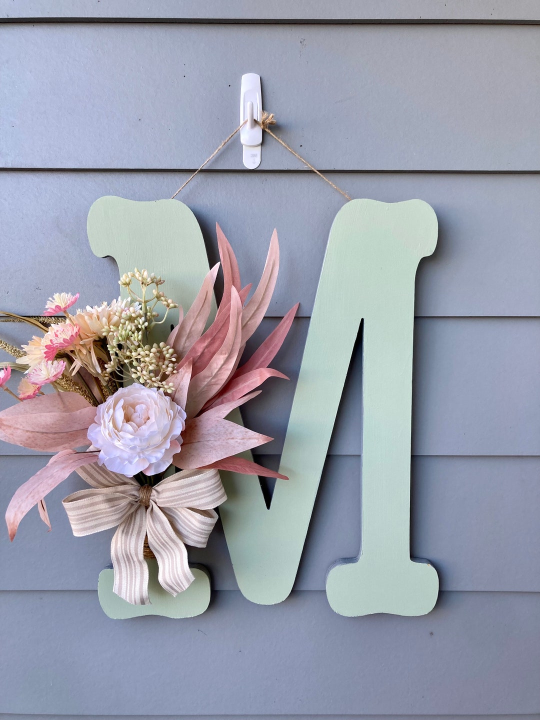 Large Monogram Letter, Monogram Door Hanger, Front Door Wreath, Wall ...