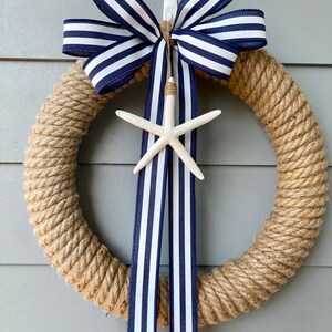 Nautical Jute Rope Wreath: Coastal Farmhouse Decor With Starfish - Etsy