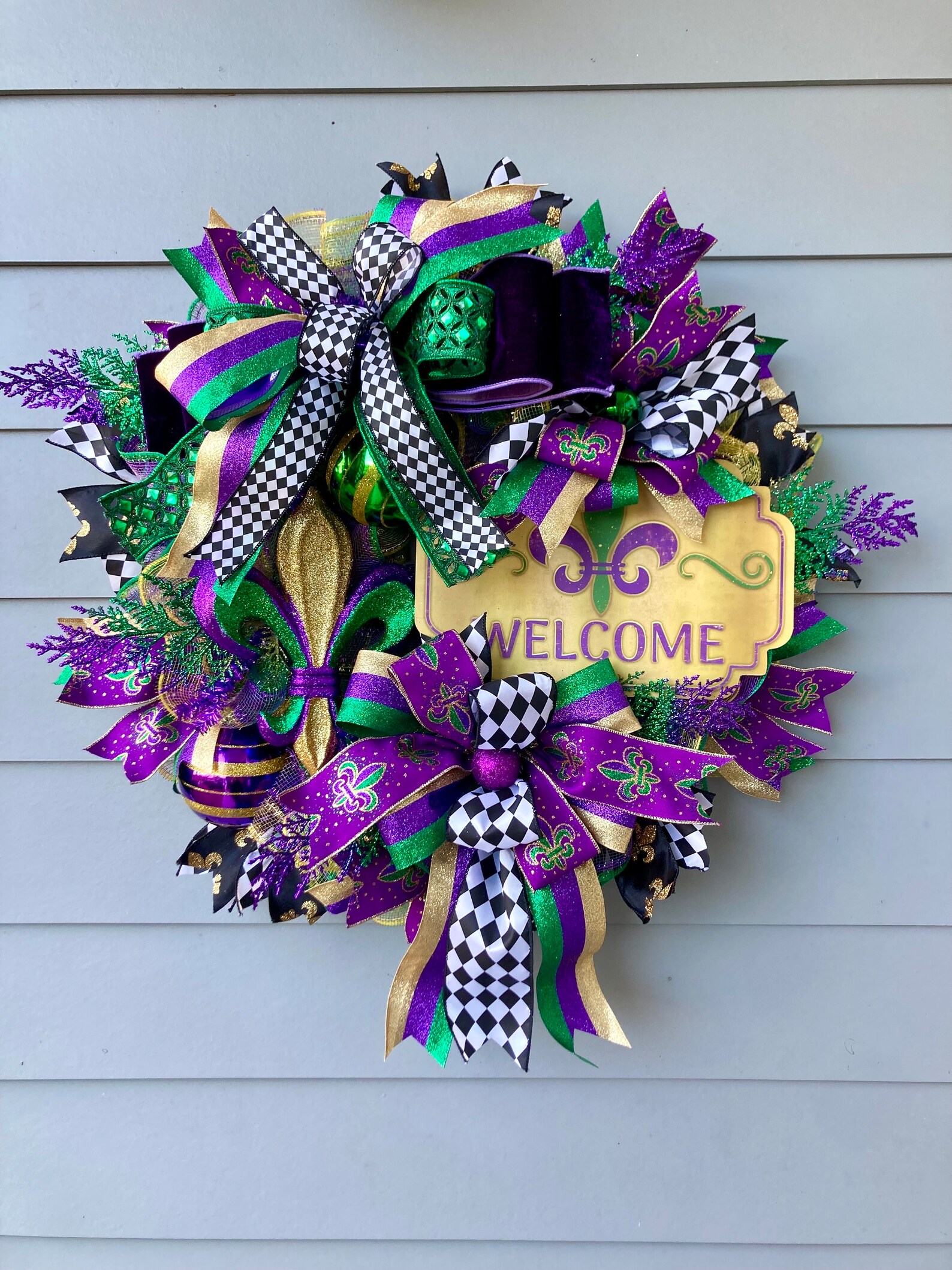 Mardi Gras Wreath for Front Door, Fat Tuesday Decor, Mardi Gras Decor ...