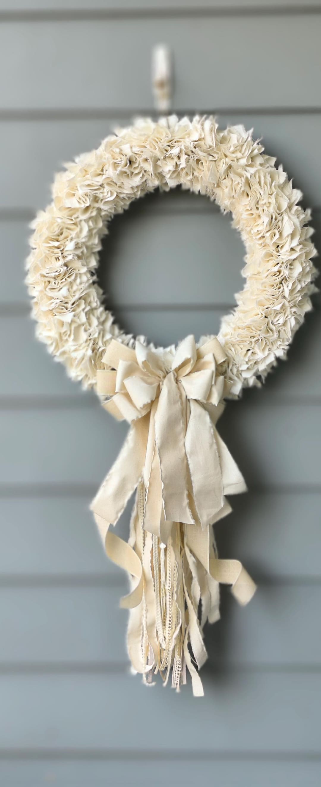 Farmhouse Cotton Rag Wreath: Rustic Front Door Decor - Etsy