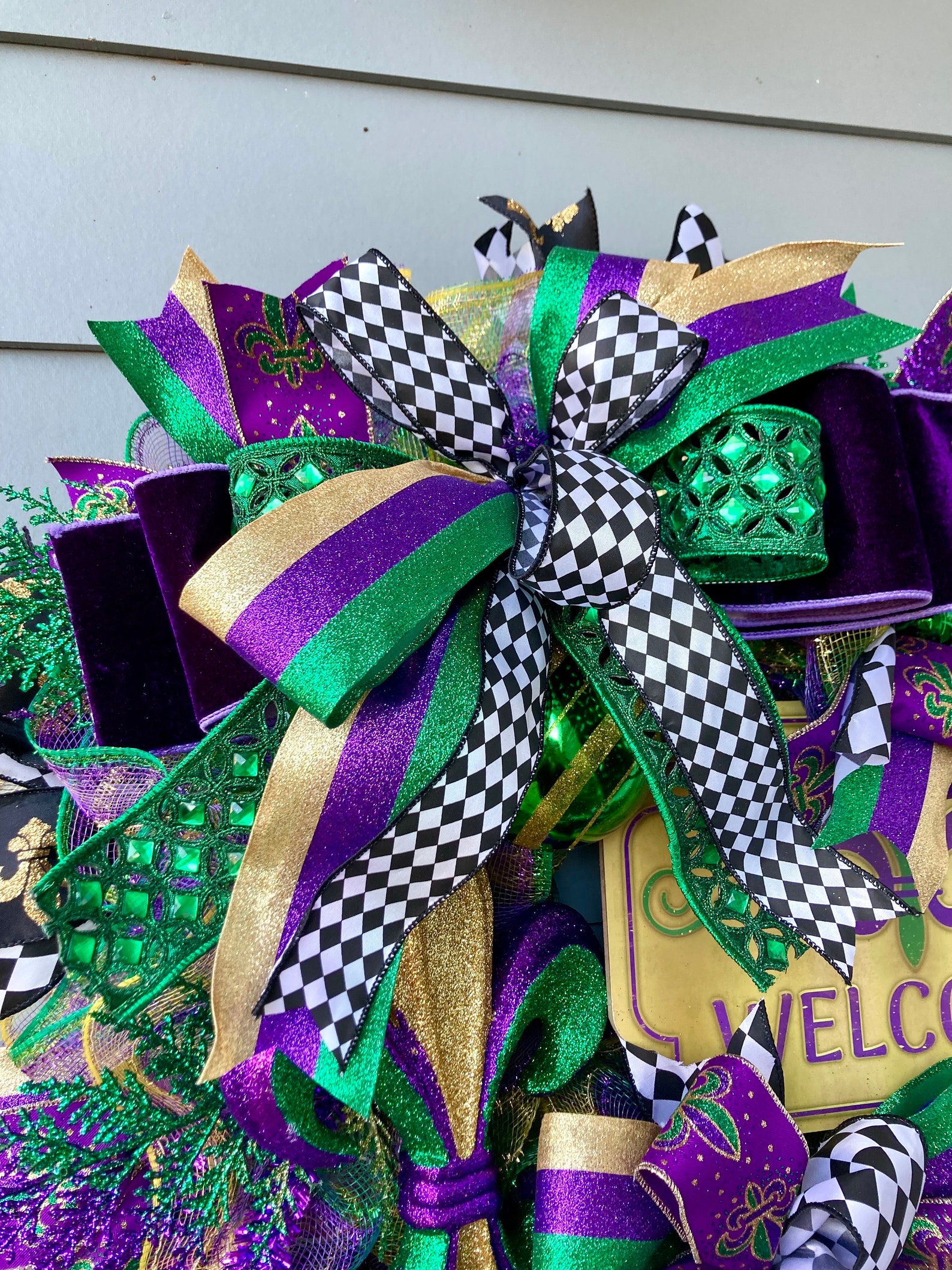 Mardi Gras Wreath for Front Door, Fat Tuesday Decor, Mardi Gras Decor ...
