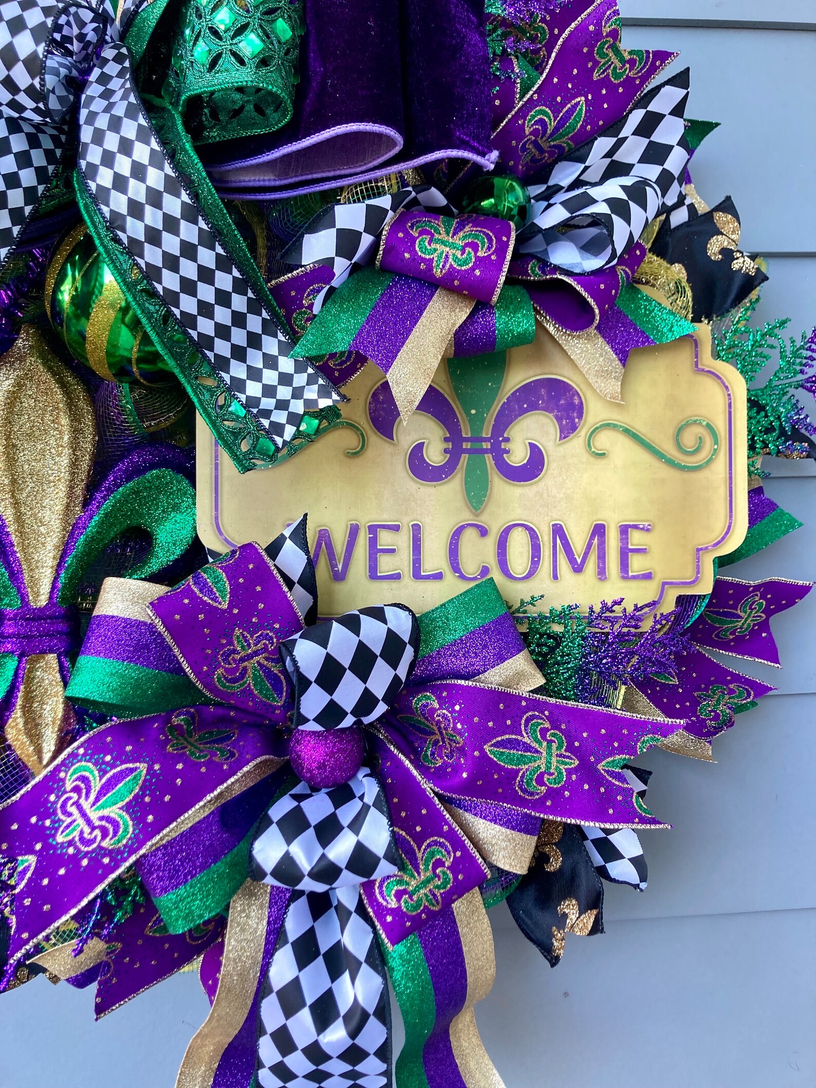 Mardi Gras Wreath for Front Door, Fat Tuesday Decor, Mardi Gras Decor ...
