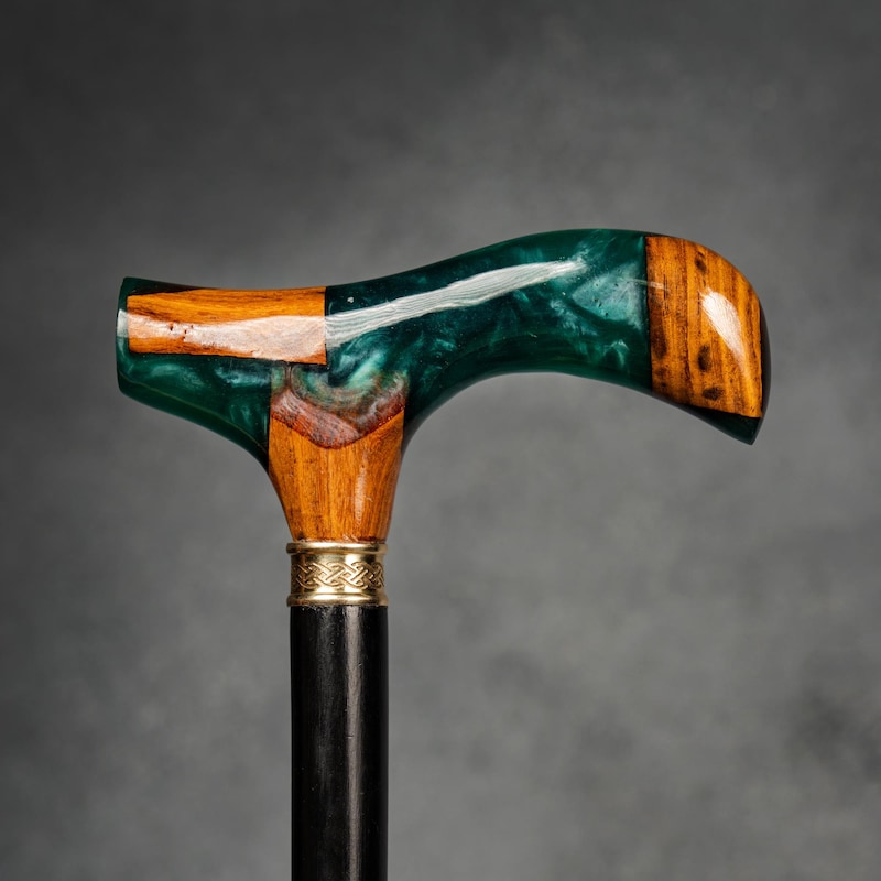 Green Wooden Walking Stick - Etsy