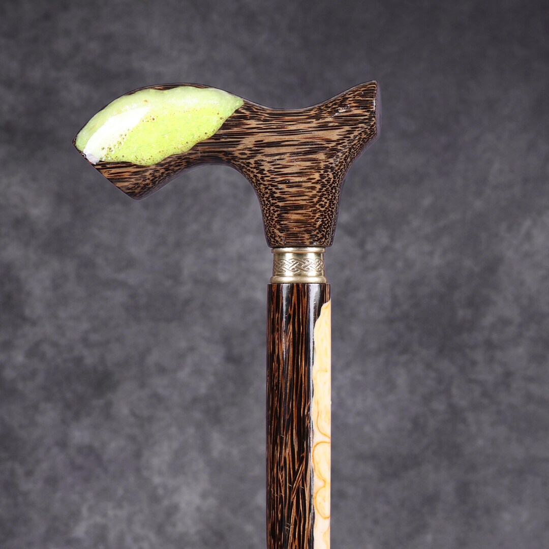 Trade Easy High Quality Walking Cane Yellow Epoxy and Palmwood Walking ...