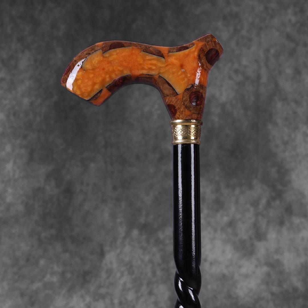 Epoxy Resin Walking Stick High Quality Solid Wood High-end Derby Cane ...