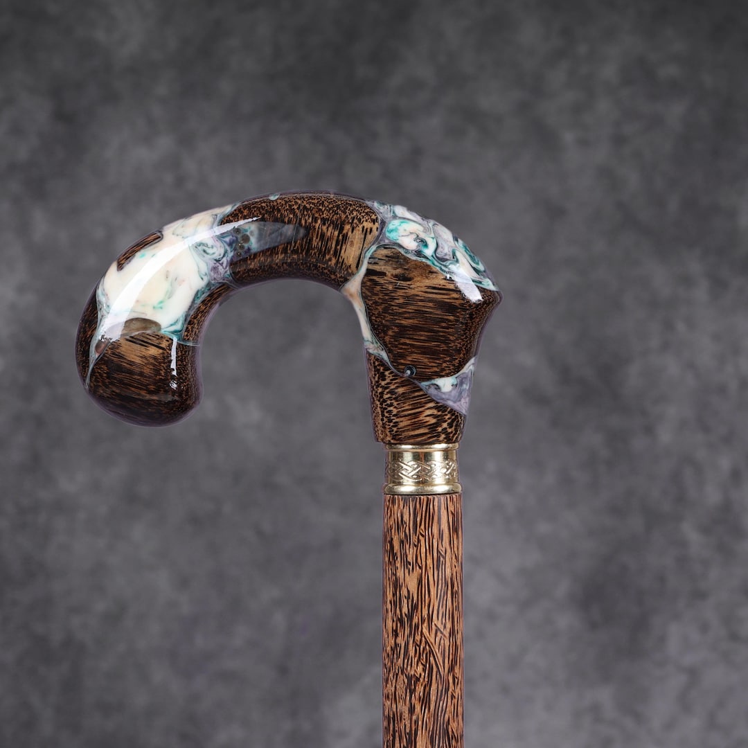 Palm Wood Walking Stick With Epoxy Resin Gentleman Exclusive Walking ...