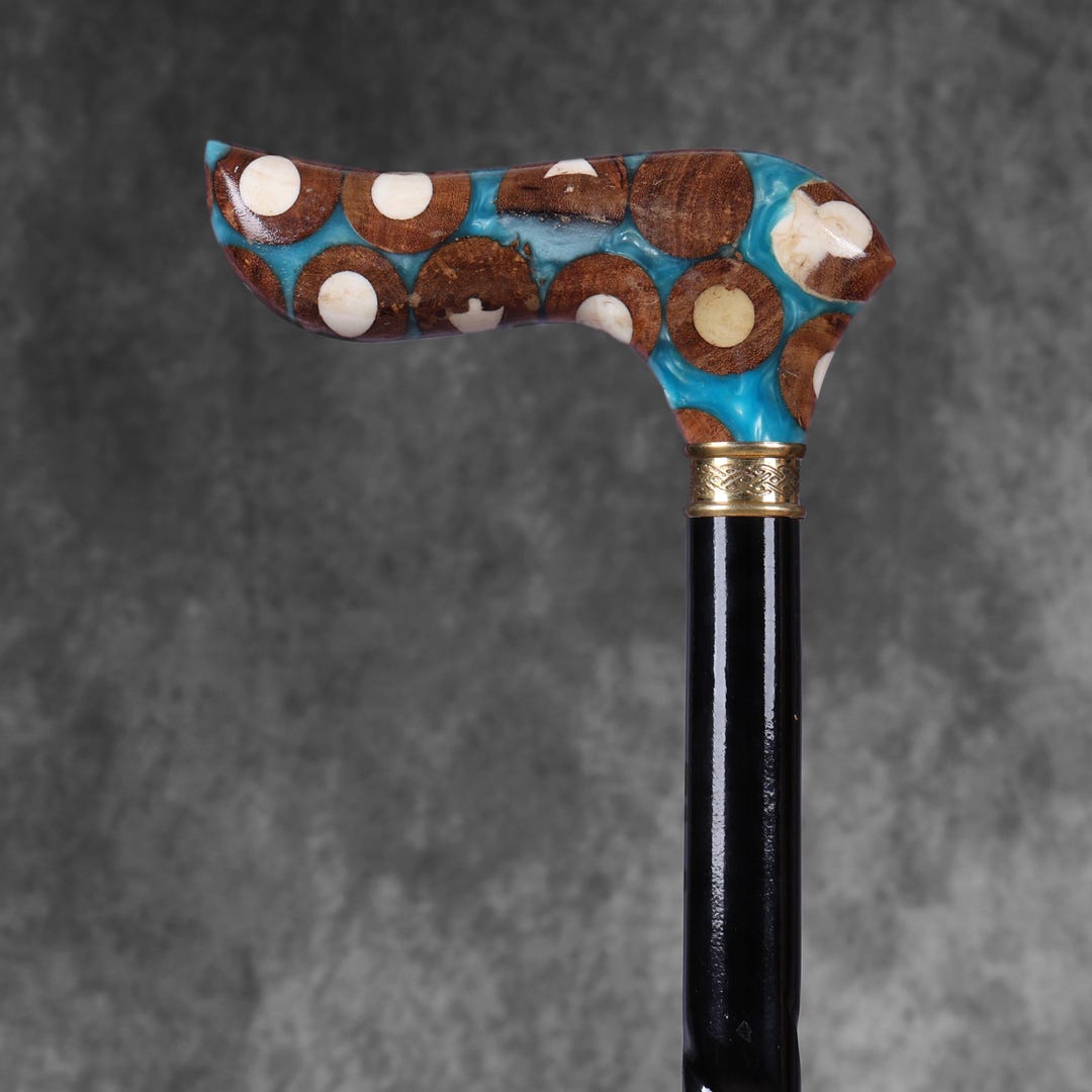 Epoxy Resin Walking Stick High Quality Solid Wood High-end Derby Cane ...