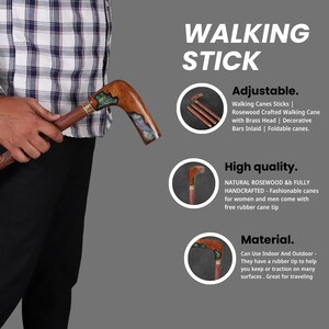 Elegant Indian Rosewood Walking Cane With High-gloss Epoxy Finish ...
