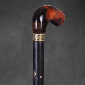 Palm Wood Walking Stick With Black White Epoxy Resin Gentleman ...