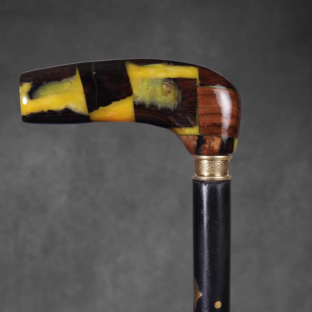 Rosewood Walking Stick With Black White Epoxy Resin Gentleman Exclusive ...