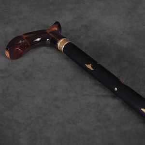 Handmade Walking Cane - Ergonomic Wood, Epoxy Resin Mix Walking Stick ...