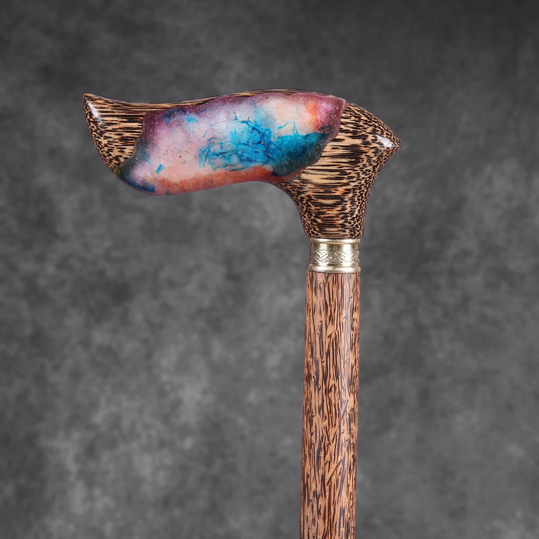 Luxury Mix Palm Wood and Epoxy Resin Hiking and Walking Stick Ladies ...