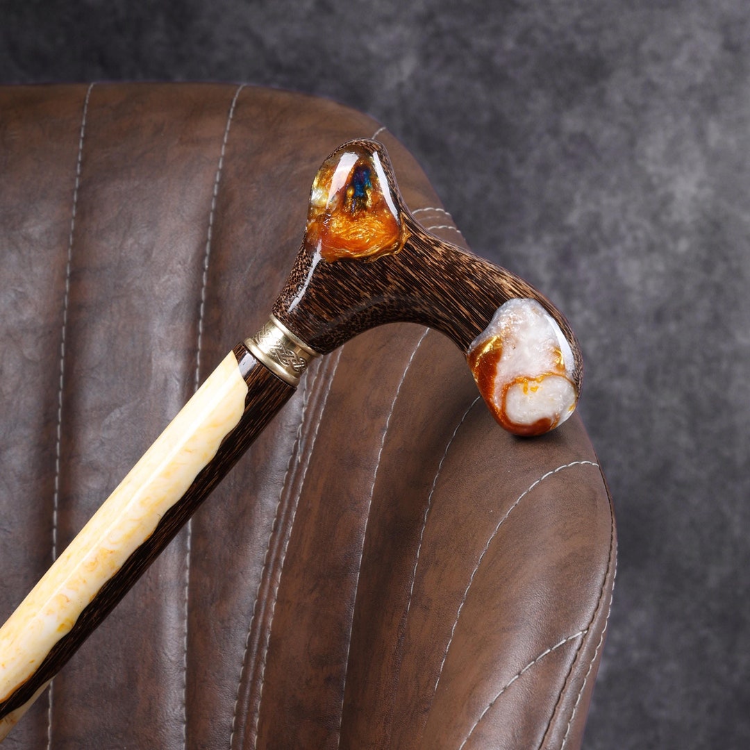 Luxury Walking Cane Multi Epoxy Handmade Men Women Cane Brass Collar ...