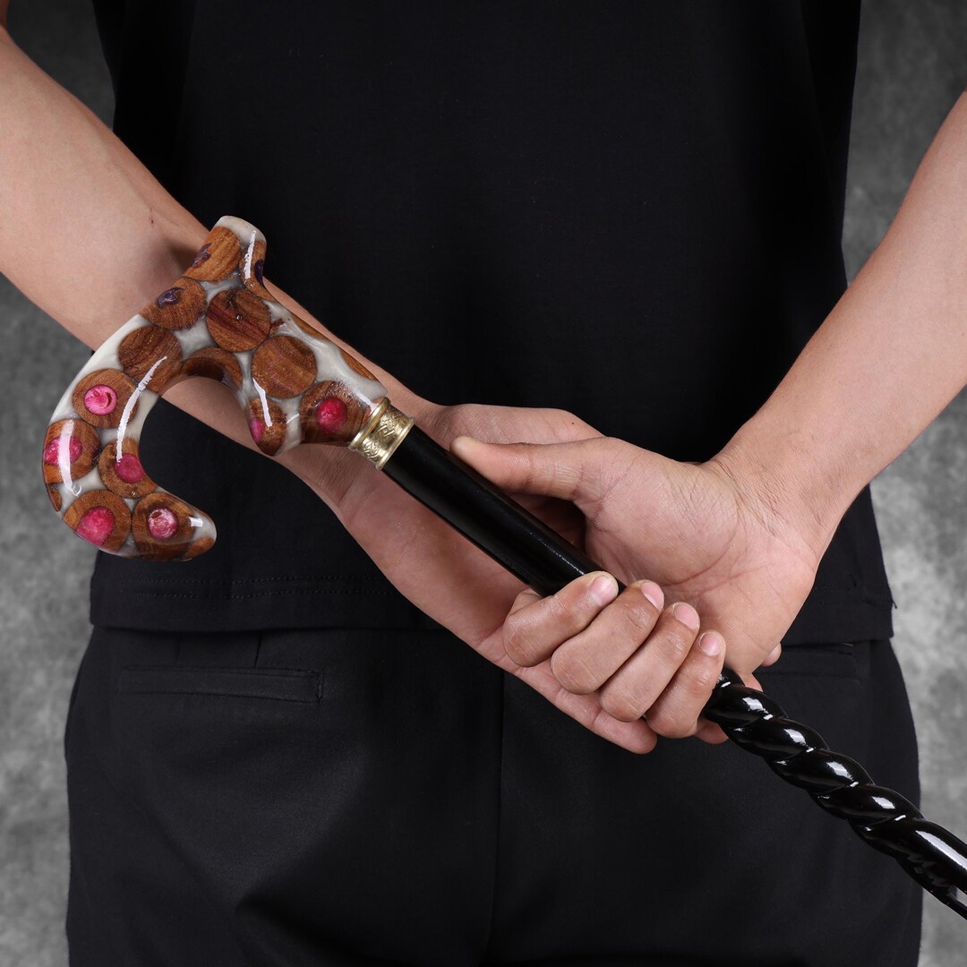Luxury Wood and Epoxy Walking Stick – Handmade Custom Size Gentleman ...