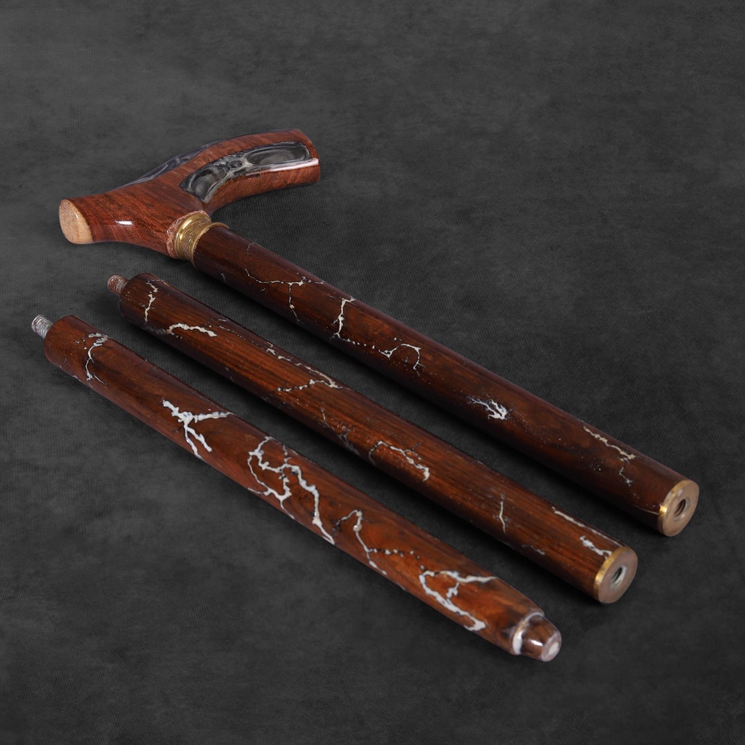 Rosewood Walking Stick With Black White Epoxy Resin Gentleman Exclusive ...