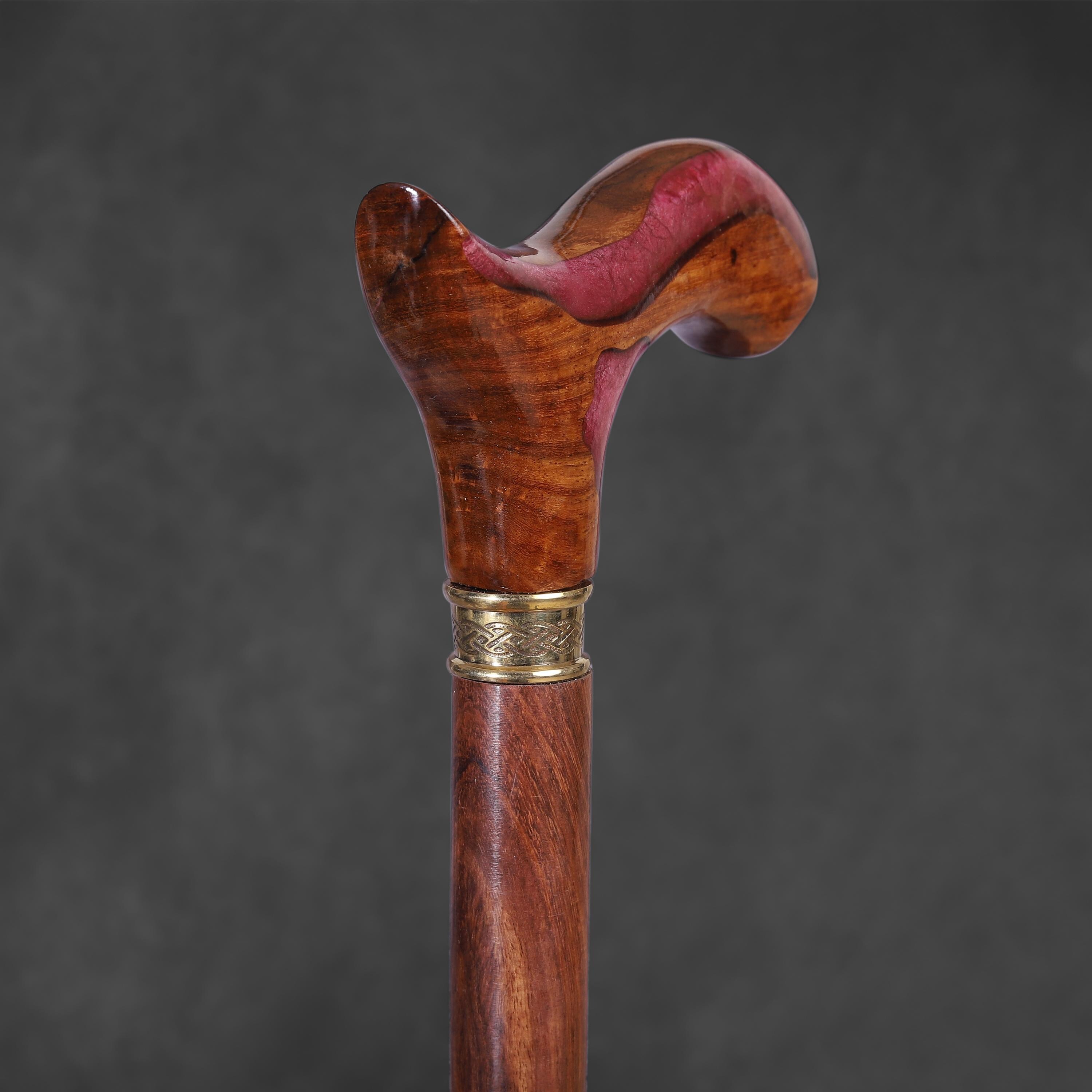 Handcrafted Indian Rosewood Walking Cane With High-gloss Epoxy and ...