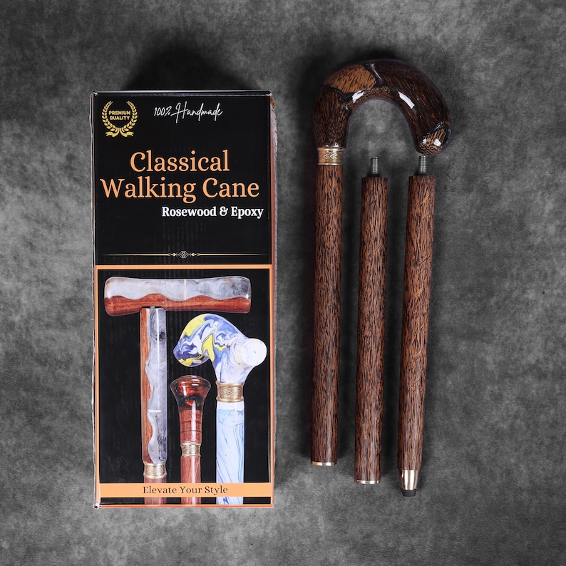 Palmwood Walking Cane: Epoxy Finish, Brass Accents - Etsy