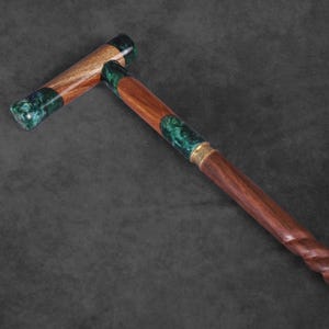 Rosewood Walking Stick With Green Epoxy Resin Gentleman Exclusive ...