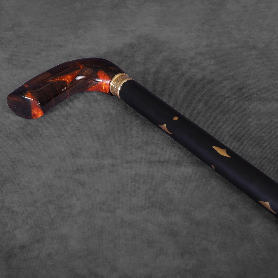 Palm Wood Walking Stick With Black White Epoxy Resin Gentleman ...