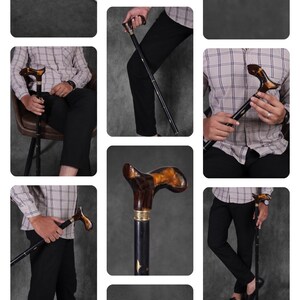 Handmade Walking Cane - Ergonomic Wood, Epoxy Resin Mix Walking Stick ...