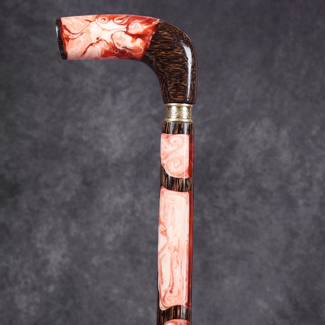 Handcrafted Wooden Walking Cane – Palmwood & Epoxy Resin Stick With ...