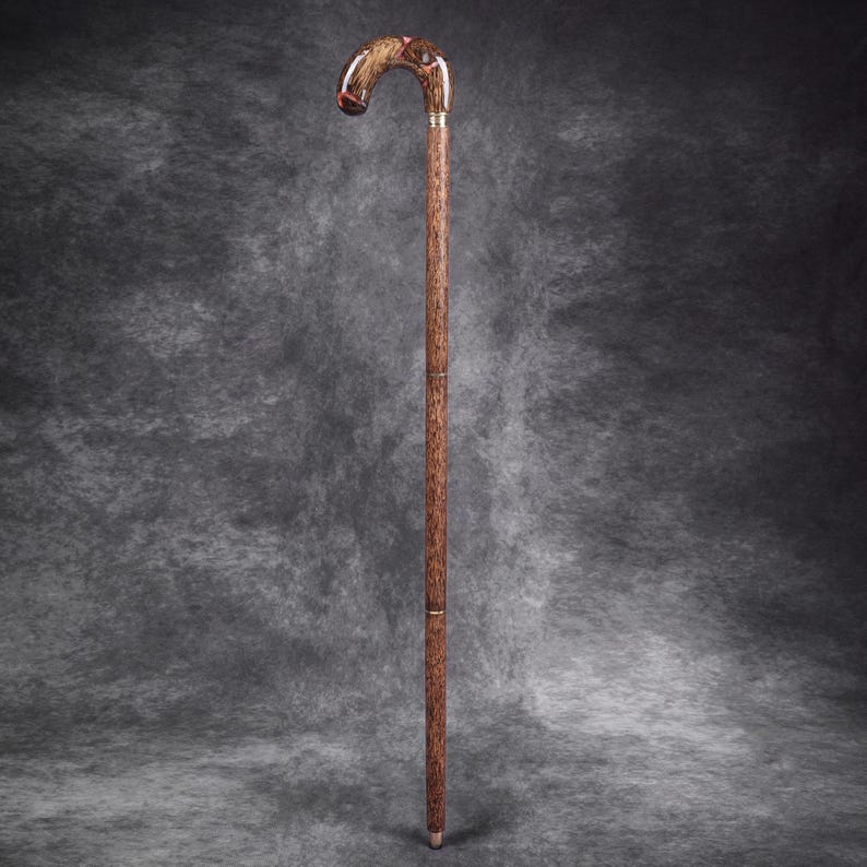 Palmwood Walking Cane: Epoxy Finish, Brass Accents - Etsy