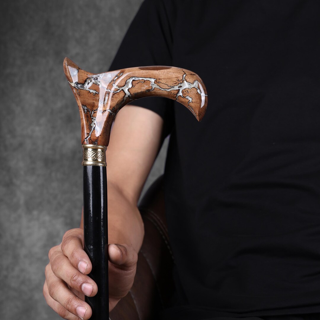 Epoxy Resin Walking Stick High Quality Solid Wood High-end Derby Cane ...