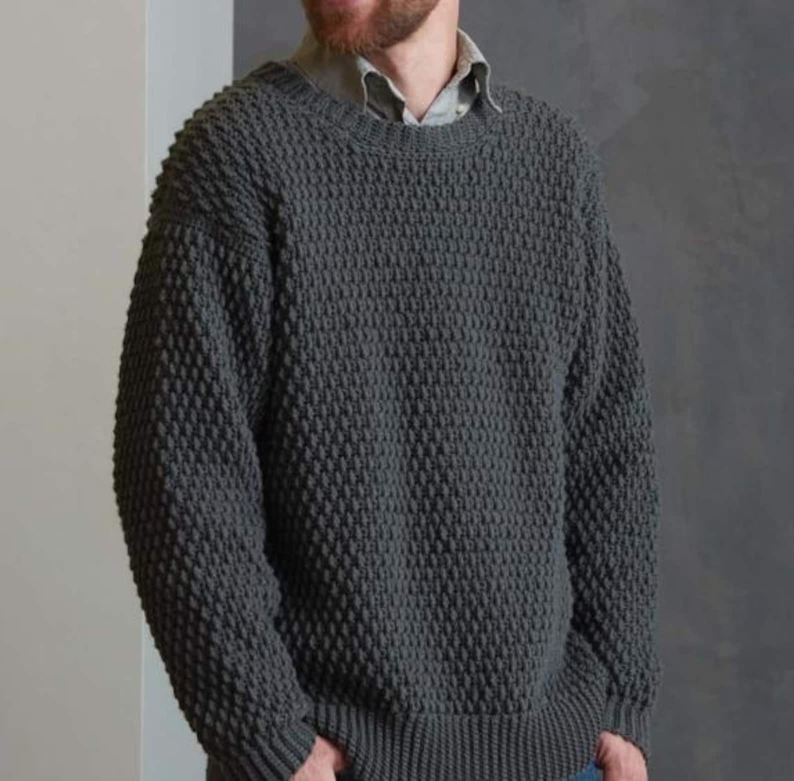 Crochet Pattern, Mens Crochet Sweater Pattern, Pullover Sweater Vintage ...