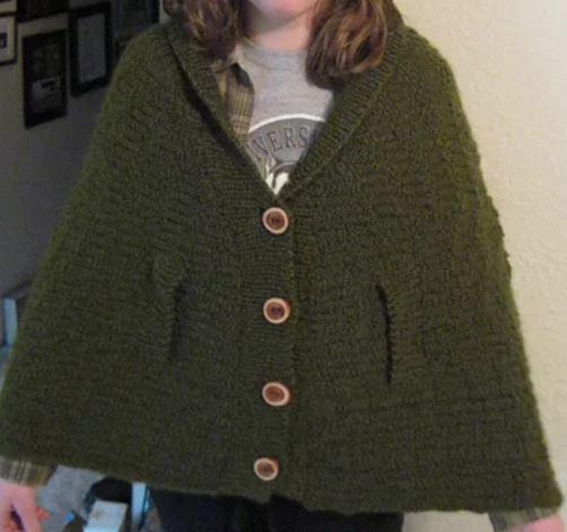 Knitting Pattern, Vintage Knitting Pattern, Simple Poncho, Chunky Bulky ...