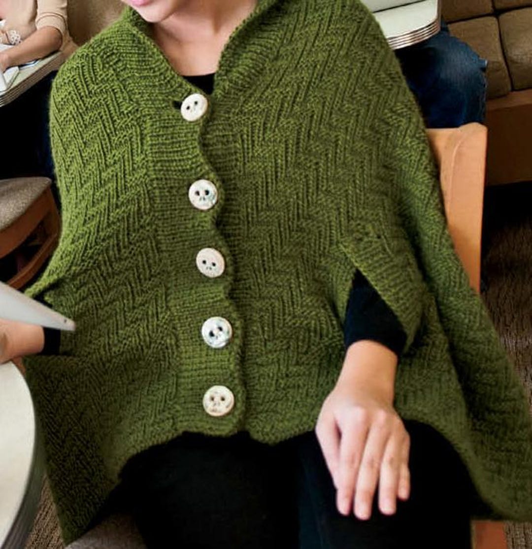 Knitting Pattern, Vintage Knitting Pattern, Simple Poncho, Chunky Bulky ...