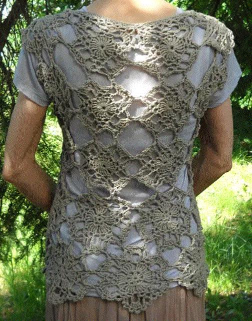 Crochet Pattern, Ladies Lacy Crochet Top Pattern, Summer Blouse Crochet, Floral Motifs Sweater ...