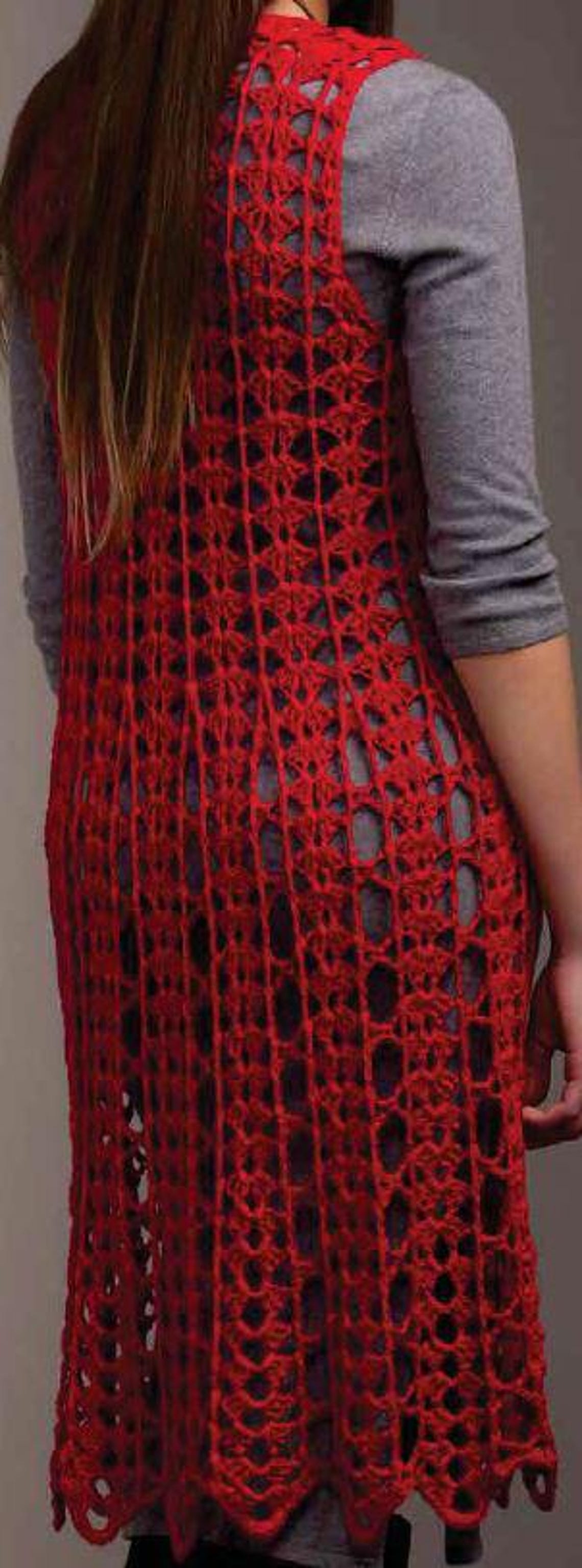 Crochet Pattern, Long Crochet Vest Pattern Easy, Leaf Stitch Vest, Lightweight Four Season Vest ...