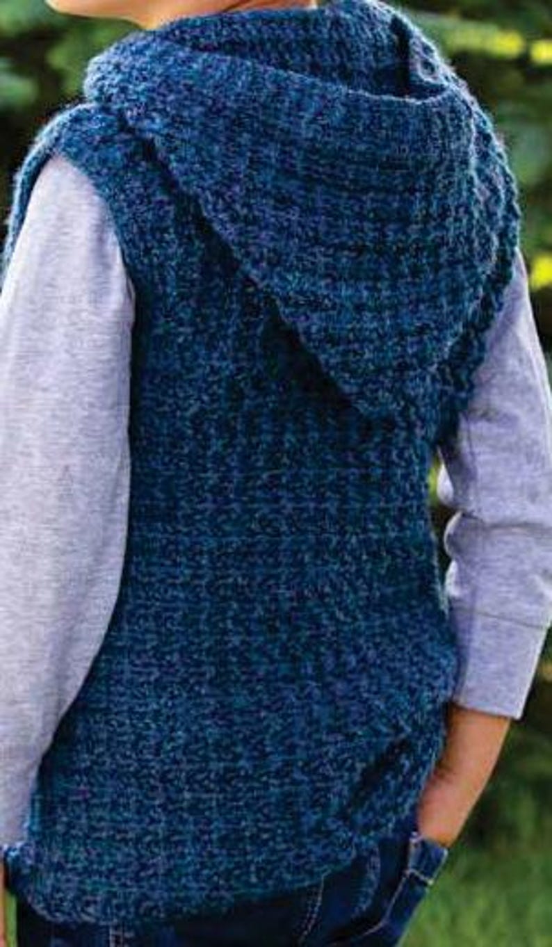 Crochet Pattern, Denim Hooded Vest Pattern, Crochet Hooded Vest, Hooded Vest Kids, Crochet ...