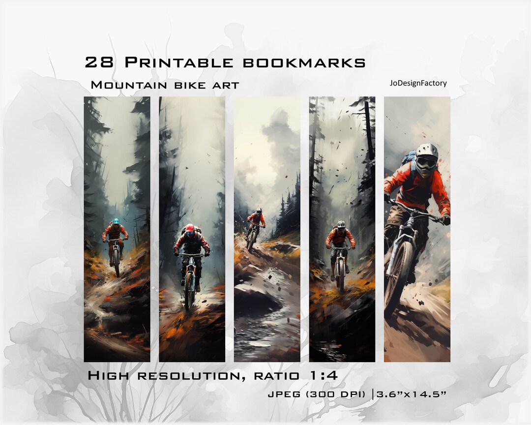 28 Digital Artwork Bookmarks to Print. Mountain Bike Art Paintings ...