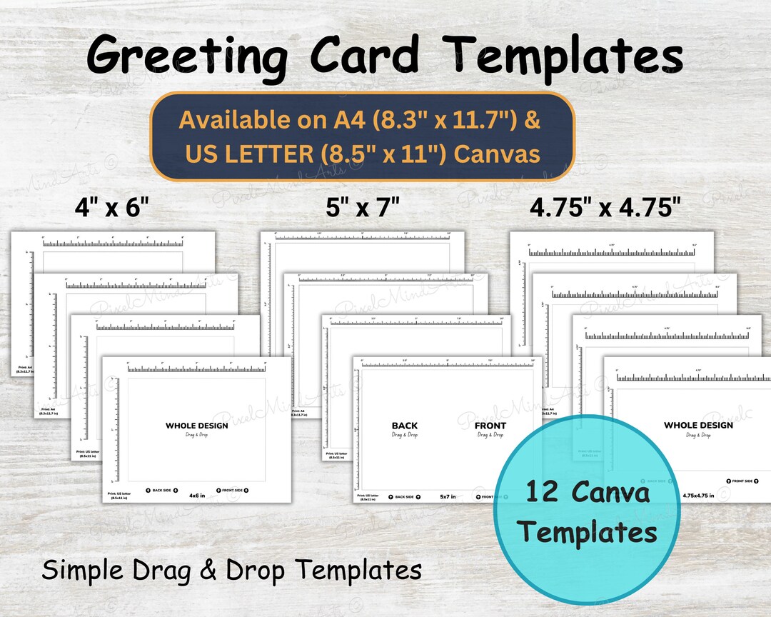 Drag & Drop Greeting Card Templates 4x6, 5x7, 4.75x4.75 Foldable Cards ...
