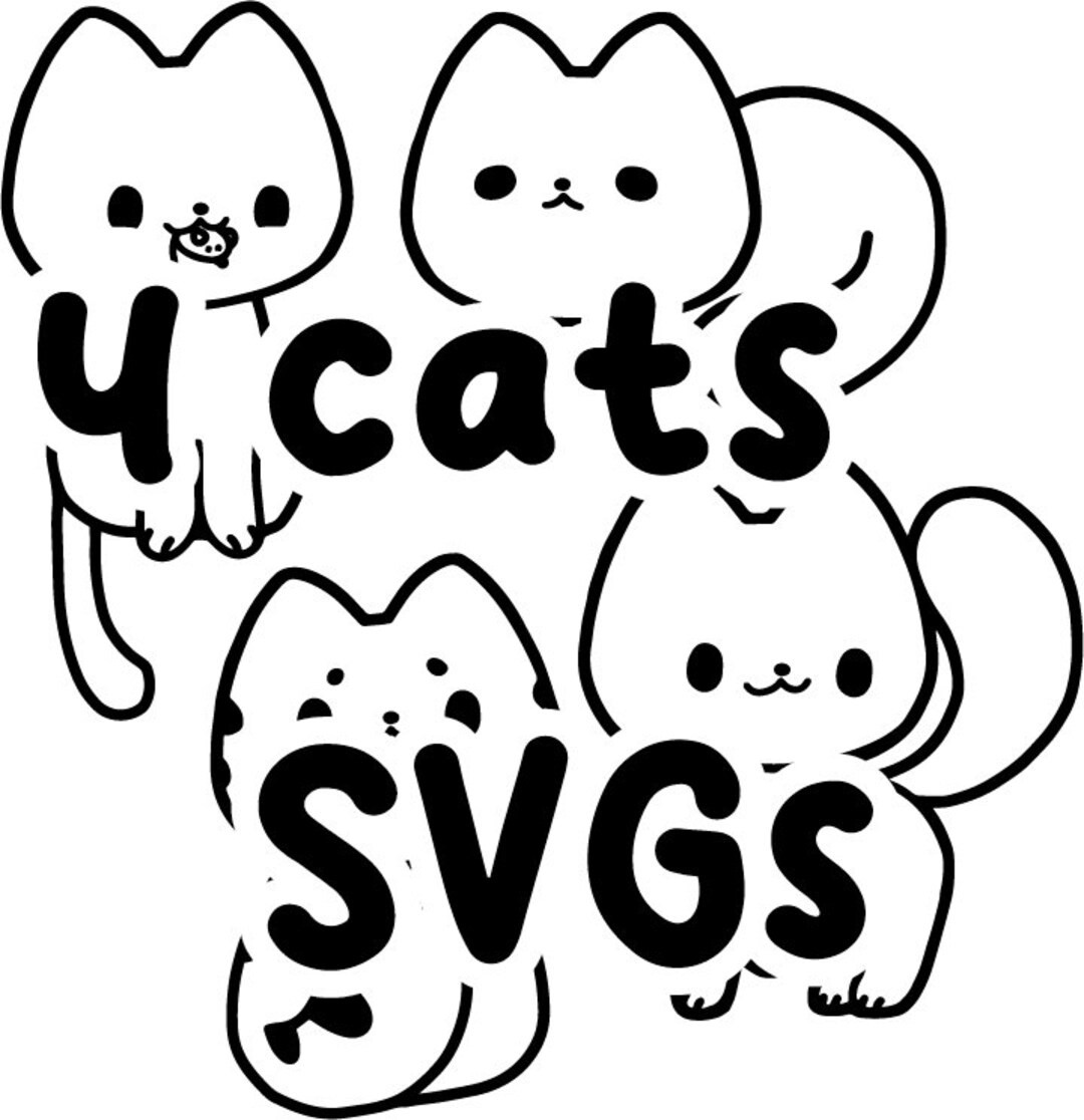 4 Cartoon Cats Cricut Project File SVG Instant Download - Etsy
