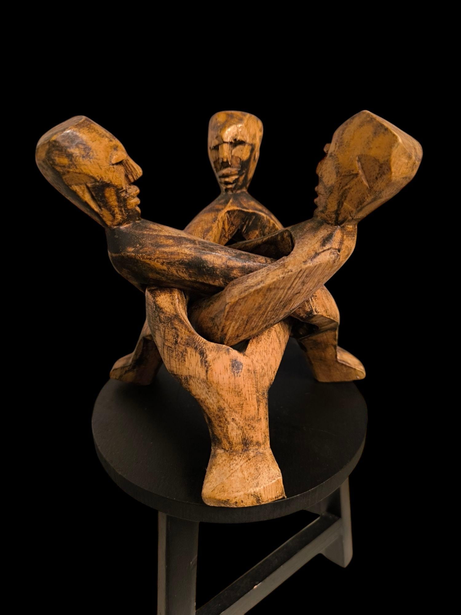 Vintage African Wood Carving ART Three Figures Image of Unity - Etsy