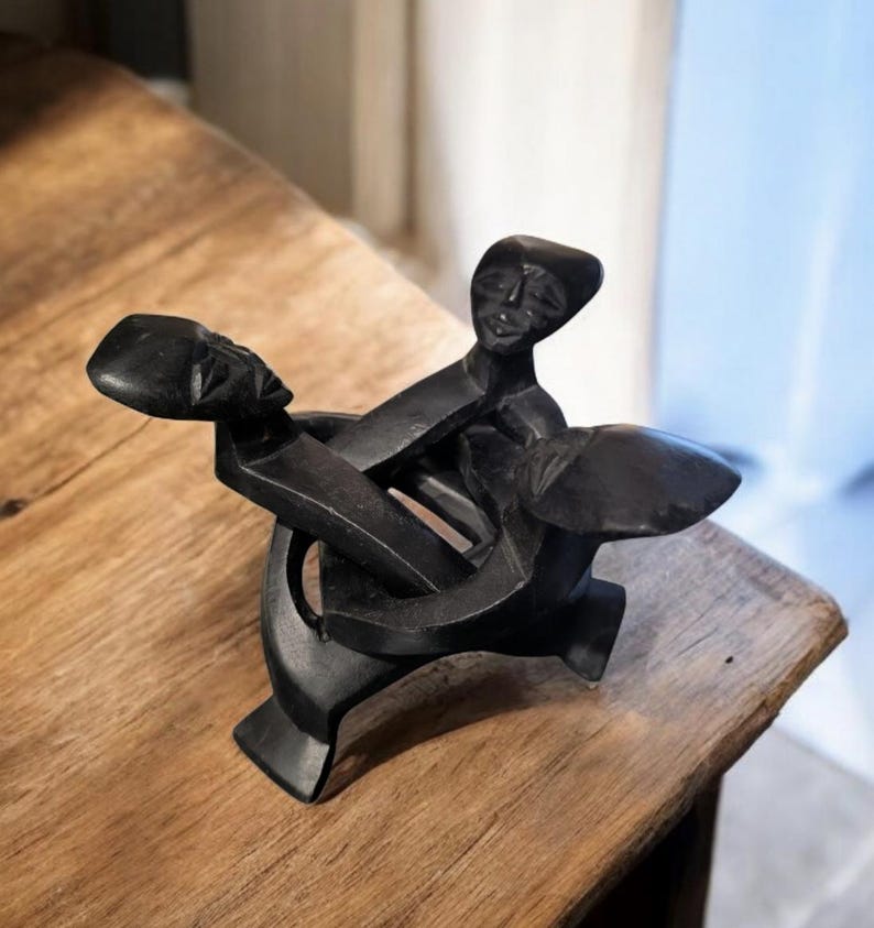 Vintage African Wood Carving ART Three Figures Image of Unity - Etsy