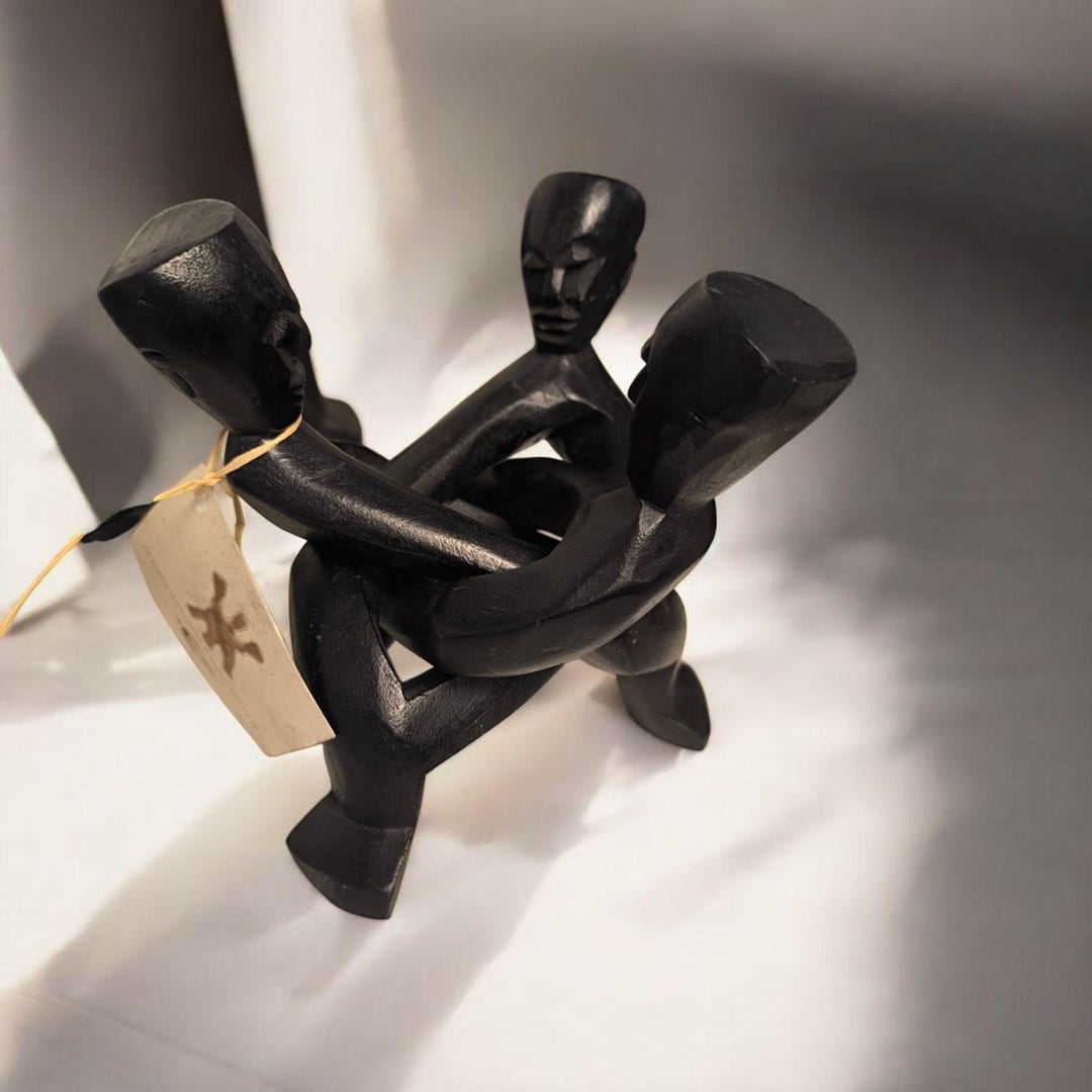 Vintage African Wood Carving ART Three Figures Image of Unity - Etsy