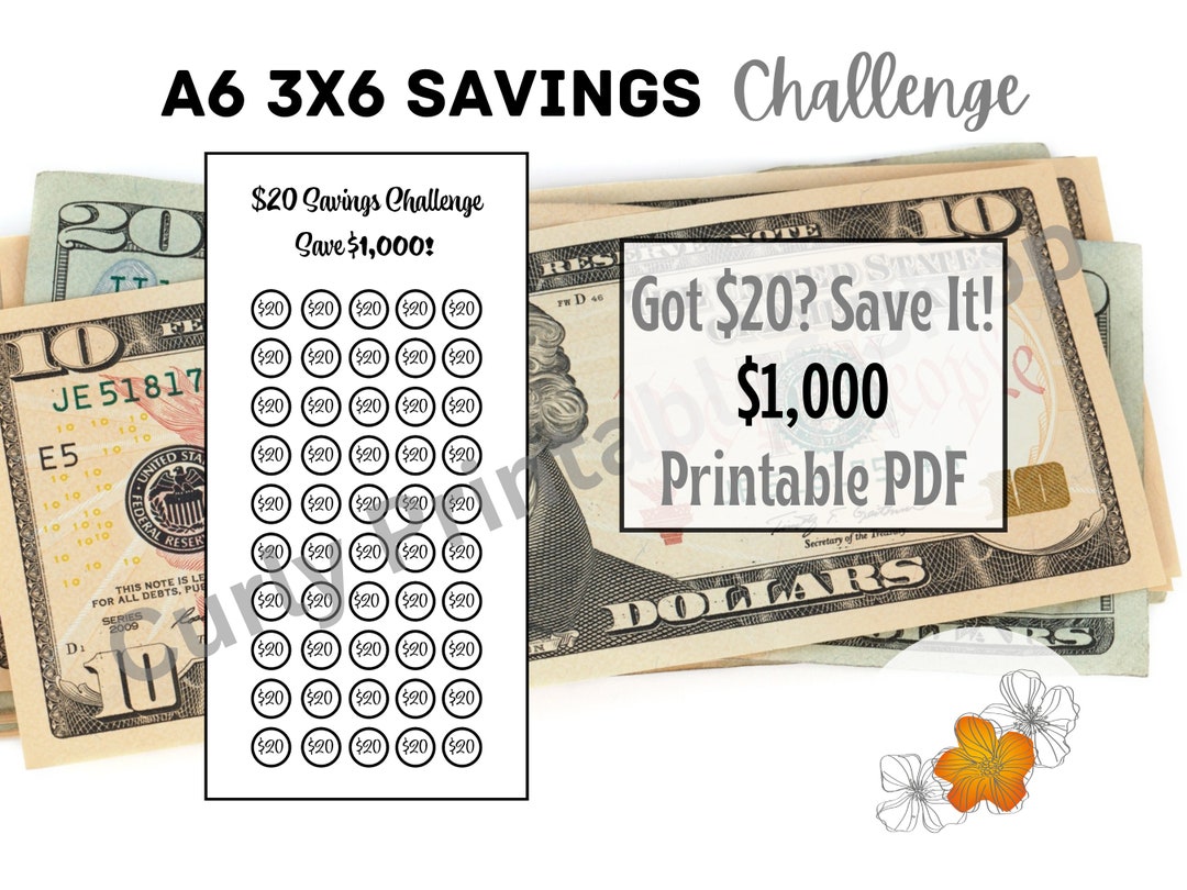 20 Dollar Simple Savings Challenge | 1000 Dollars | Money Tracker | A6 ...