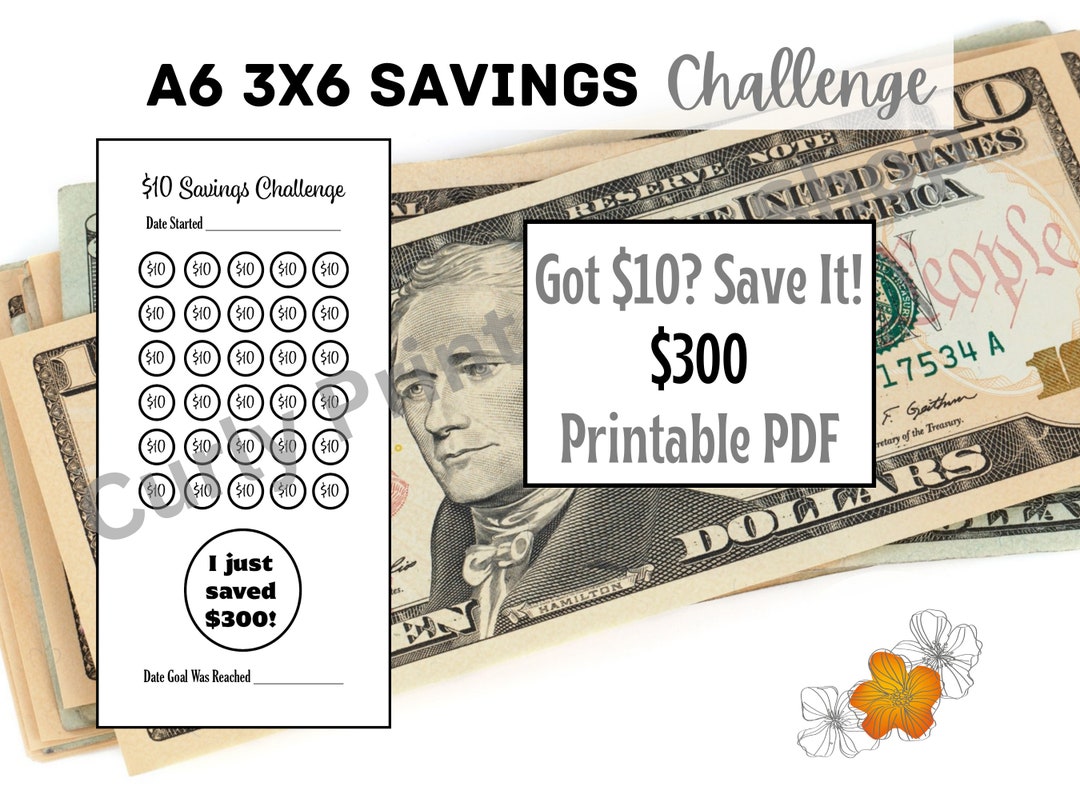 10 Dollar Simple Savings Challenge | 300 Dollars | Money Tracker | A6 3 ...