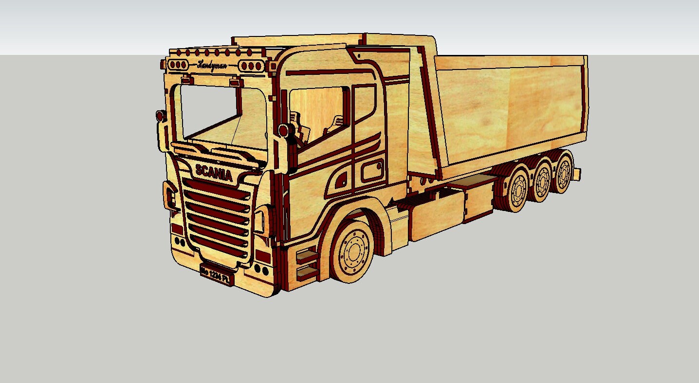 Camion-citerne, camion-benne, camion-benne, contreplaqué DXF de 3 mm ...