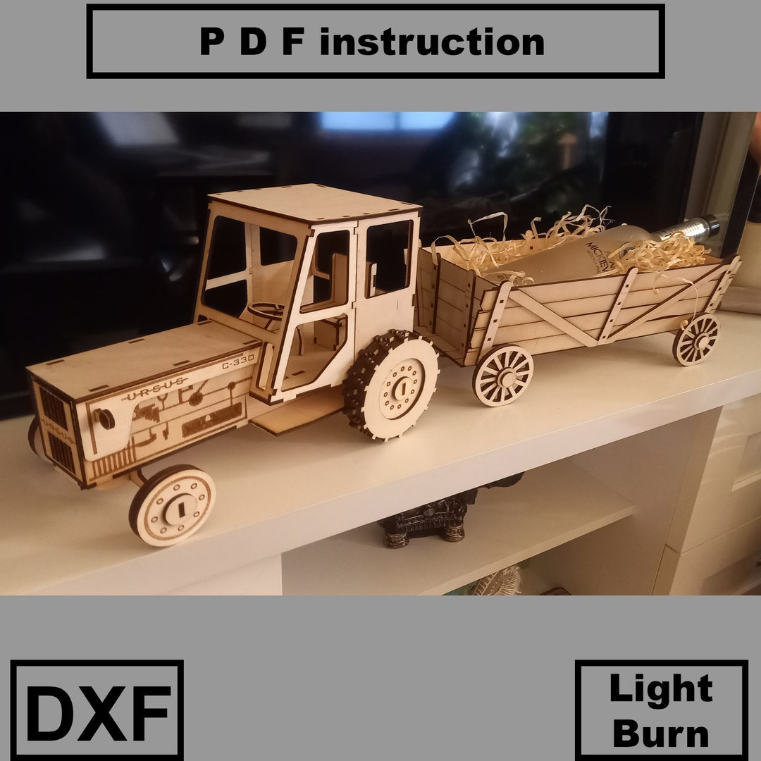DXF Tractor, Tractor, Tractor With Wagon Plywood 3 Mm Dxf Plywood - Etsy
